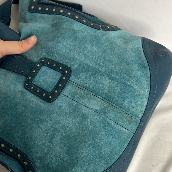 Coach | Bags | Coach F420 Hampton Limited Edition Sky Blue Suede ...